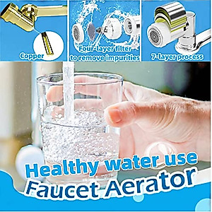 Faucet Extender for Bathroom Sink,2 Mode-1080° Rotatable Faucet Aerator Swivel Faucet Attachment, Rotating Faucet Extender for Washing Eye/Hair/Face Robotic Arm Swivel Extension Faucet Aerator