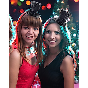 Black Mini Top Hat Headband Fascinator Tea Party Headpiece for Women Lady Gril 1920s Gatsby Party Halloween Christmas Costume Accessory