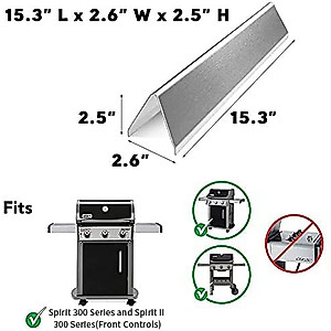 QuliMetal 7636 Stainless Steel Flavorizer Bars and 7639 Cooking Grates Grill Parts for Weber Spirit 300 Series Grills with Front Controls