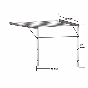 QQOUTLET Wall Mounted Clothes Drying Rack Stainless Steel Space Saving Folding Adjustable Collapsible (22Wx21Dx19H)