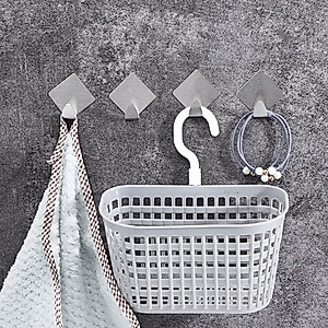 Luxshiny 6pcs Plastic Hanging Baskets Wall Mounted Shower Baskets Hanging Basket Organizer with 360 Degree Rotating Hook Rectangle Storage Baskets for Kitchen Bathroom