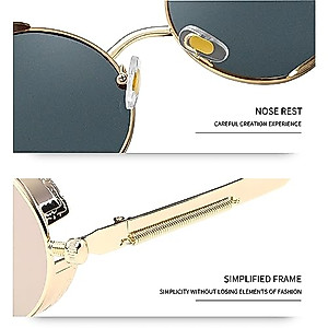 Joopin Mirrored Pink Sunglasses Round Hippie, Steampunk Circle Shades for Women, Halloween Costume Sun Glasses Polarized UV400 Protection Circular Shady Rays Sunnies