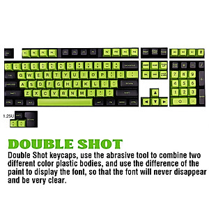 112 Keys GSA Profile Keycaps Double Shot ABS Ball Shape Black Green for Cherry Mx Switch Mechanical Gaming Keyboard Keycap(Green Black)