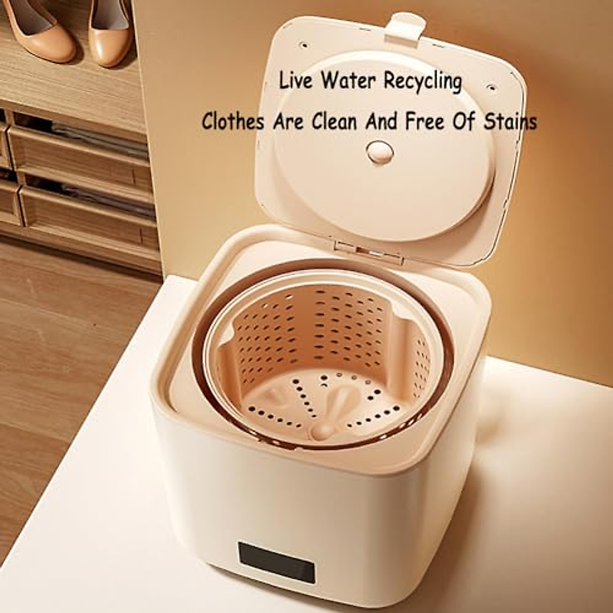 RUVSUN Mini Washer and Dryer, Mini Washer Machine, Small Washing Machine, Small Automatic Portable Household Washing Machine, Stainless Steel Inner Bucket, Suitable for Dormitory