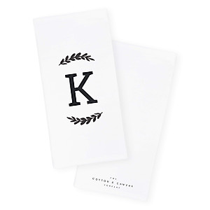 The Cotton & Canvas Co. Personalized Single Monogram Initial K Soft Absorbent Kitchen Tea Towel, Flour Sack Towel, Dish Cloth