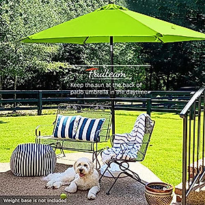FRUITEAM 7.5 Feet Solar 24 LED Lighted Umbrella-Solar Umbrella Lawn and Garden w/Easy Tilt Adjustment, Market Umbrella Adjustment and Crank Lift System for Patio