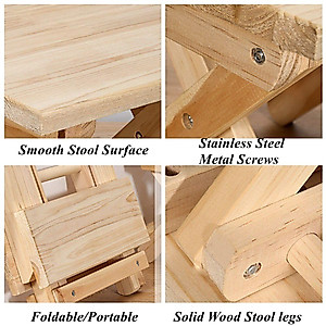 Wooden Step Stool for Adults and Kids,Folding Chair Step Foot Stools Portable Wooden Stool for Bedroom Kitchen Bathroom,Sturdy Step Stools (Board Surface S Size)