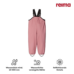 Reima Lammikko Kids Waterproof Suspender Rain Pant Lightweight Windproof Outdoor Rain Bib, Greyish Green, 2T