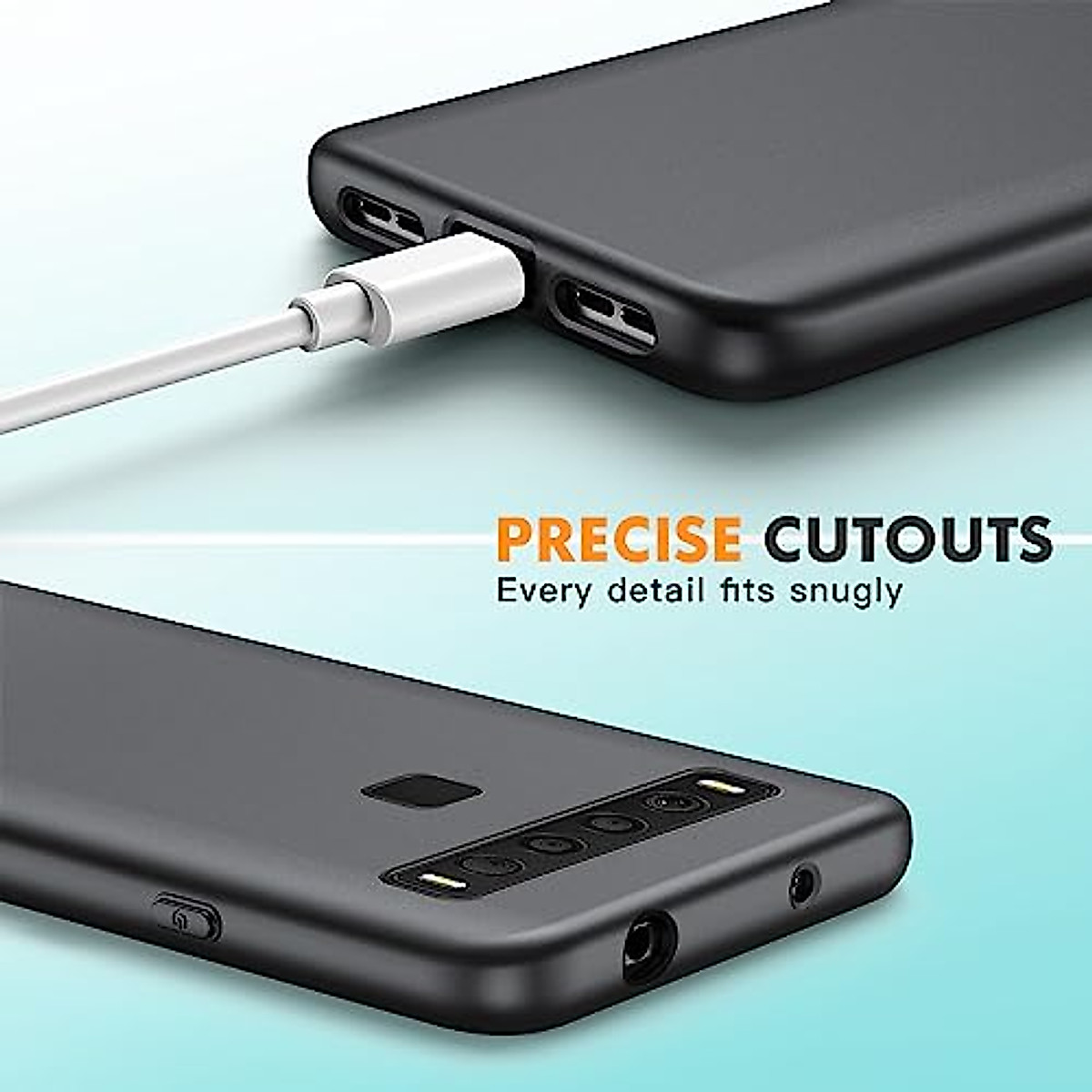 Dioxide Compatible for TCL 10L/TCL 10 Lite Phone Case, Soft TPU Silicone Case Shockproof Non-Slip Camera Protective Case Slim Cover for TCL 10L/TCL 10 Lite Phone Case, Black