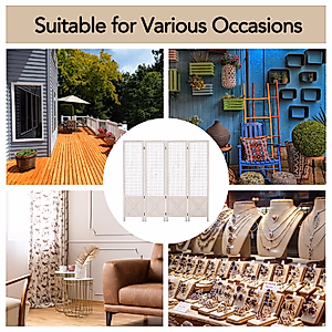 Wnutrees 4 Panel Gridwall Display, Portable Freestanding Display Board for Craft/Art Shows, Retail, Events, Decorative Wood Room Divider Folding Screens, White