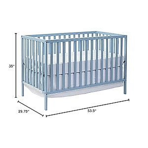 Suite Bebe Palmer 3 in 1 Convertible Crib, Baby Blue