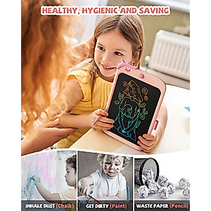 10 Inch Dinosaur Writing Tablet for Kids - Educational Travel Toy, Birthday Gift for 3-9 Year Old Boys and Girls (Pink)