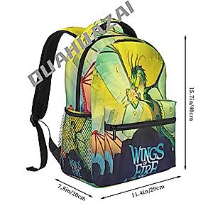 DUAHUAZAI Kid's Backpack Wings Dragons Fire School Backpack For Teens Girls Women Laptop Daypack Sturdy Waterproof Book Bags