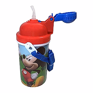 MM Mickey Mouse Water Bottle 12oz Popup Lid & Shoulder Strap