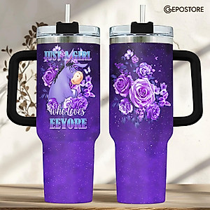 GEPOSTORE Christmas Gifts for Women Girls, Just A Girl Who Loves Donkey 40oz Tumbler with Lid, Cute Cartoon Character Tumbler, Birthday Gifts for Movie Lover