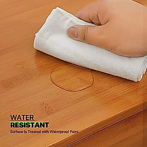 Magshion Bamboo 4-Tier Display Case Bookcase with Clear Acrylic Flip-Up Doors, Wide Brown Kitchen Cabinet Storage Pantry Cabinet Showcase Storage Cabinet Organizer - 31" L x 12.5" W x 54.5" H