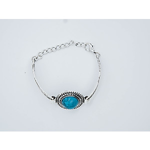 ZIVEMOT Western National Style Vintage Turquoise Bracelet Silver Turquoise Bangle Western Jewelry for Women