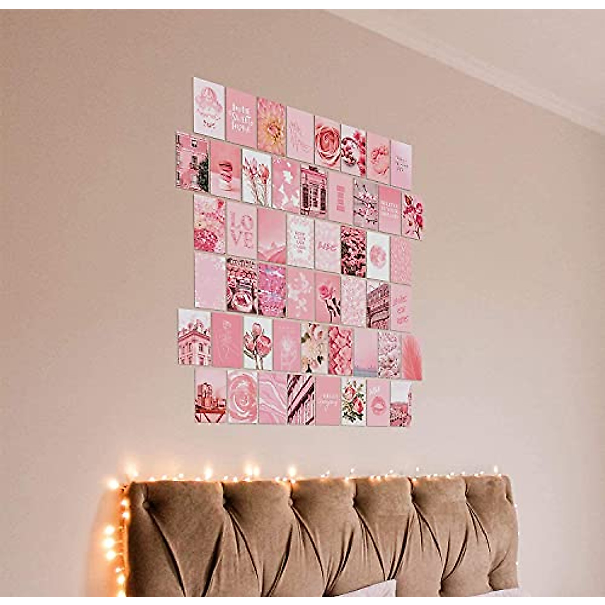 Artivo Pink Wall Collage Kit Aesthetic Pictures 50 Set 4x6, Light Pastel Pink Wall Decor for Teen Girls and Kids, Cute Bedroom Decor, College Dorm Decor…