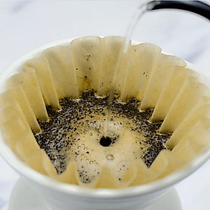 KUFUNG Coffee Filters Basket Natural Paper Coffee Filters for Home Office Pour Over, Drip Coffee Maker, Small Basket Style Single Pour Over,Natural Brown Unbleached (Brown, 155)