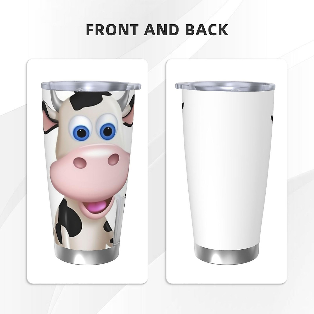 GDSHJKLW Cartoon Milk Cow Tumbler With Lid And Straw 20oz Stainless Steel Leakproof Travel Coffee Mug Double Wall Insulated Cup Gifts For Women Home Office