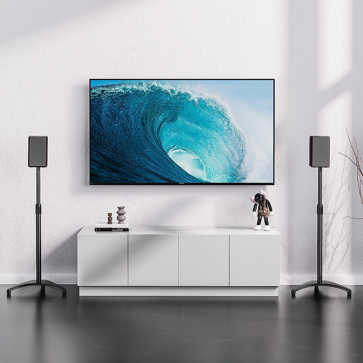 PERLESMITH Speaker Stand Height Adjustable - Extends 19.29" to 44.29" - Holds Satellite Speakers & Small Bookshelf Speakers up to 9 lbs, Floor Stands for Sony Bose Polk JBL Yamaha and Others - 1 Pair