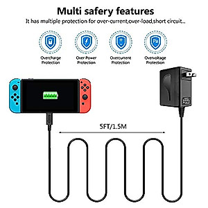 Lyyes Charger for Nintendo Switch, Fast Travel Charger Compatible with Nintendo Switch/Switch Lite/Switch OLED/Switch Dock