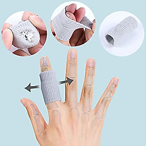20 PCS Finger Sleeves Protectors, Sport Finger Sleeves Thumb Brace Support Finger Brace Elastic Thumb Sleeves for Relieving Pain Arthritis Trigger Finger (Black Grey)