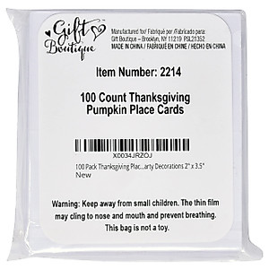 100 Pack Thanksgiving Place Cards with Pumpkins and Fall Leaves Seating Harvest Name Card Table Setting Folded Paper Autumn Tent Cards for Dinner Wedding Tables Placement Party Decorations 2" x 3.5"