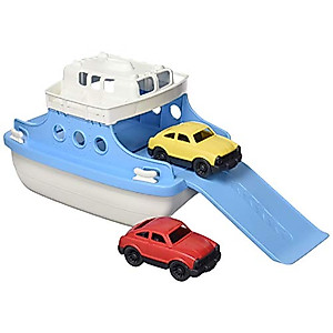 Green Toys Ferry Boat, Blue/White CB - Pretend Play, Motor Skills, Kids Bath Toy Floating Vehicle. No BPA, phthalates, PVC. Dishwasher Safe, Recycled Plastic, Made in USA.