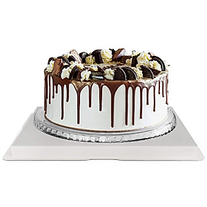 HOYA PONYOO Clear Cake Box, 2-Pack Cake Carrier Container 10" X 10" X 9" with Ribbon Transparent Boxes with Lid Gift Package for Birthday Wedding Party, White