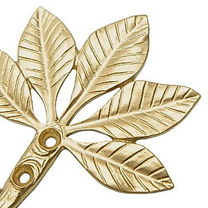 SOFFEE DESIGN Set of 2 Wall Mounted Metal Coat Hooks, Gold Bee Leaf Hanging Rack Hooks for Entryway, Bathroom, Bedroom Farmhouse Decoration