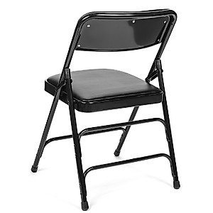 XL Series Vinyl Upholstered Folding Chair (4 Pack) - Heavy Duty 1.25" Thick Padded Seat and Back, Triple Braced - Quad Hinging, 300 lb Tested (Black)