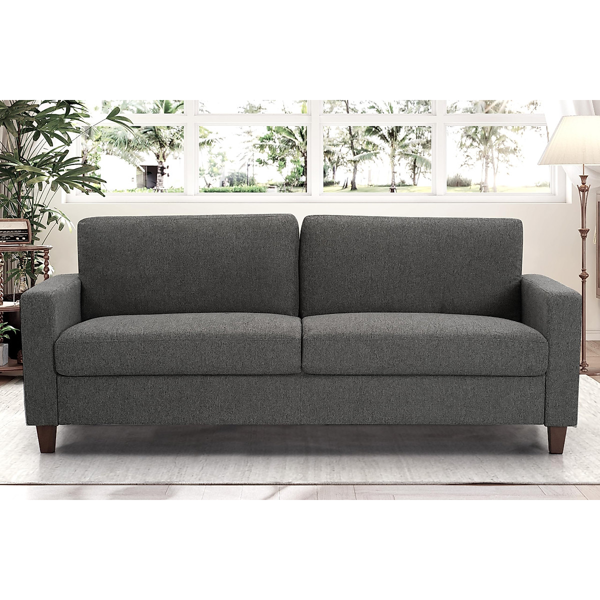 US Pride Furniture Mid Century Modern Couch with Reversible Back Pillows, 3 Seater Sofa for Small Spaces, Living Rooms, Apartments, and Condos, 77" Wide, Grey