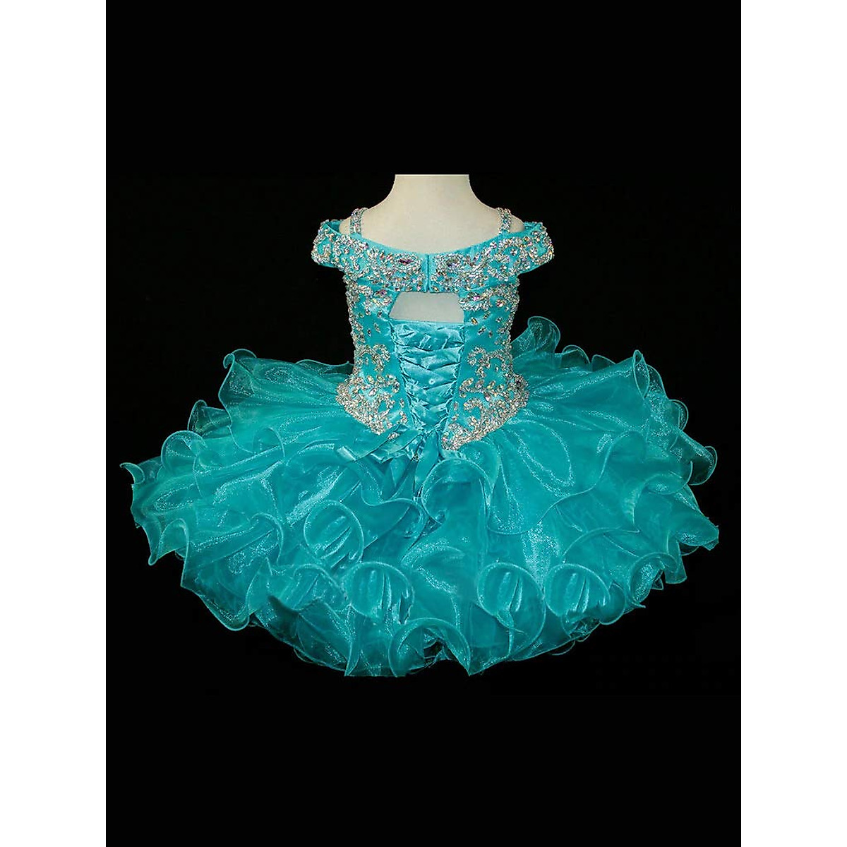 M_RAC Baby Girl's Crystal Off The Shoulder Glitz Cupcake Pageant Dresses Toddler Short Birthday Party Gowns Pink 3