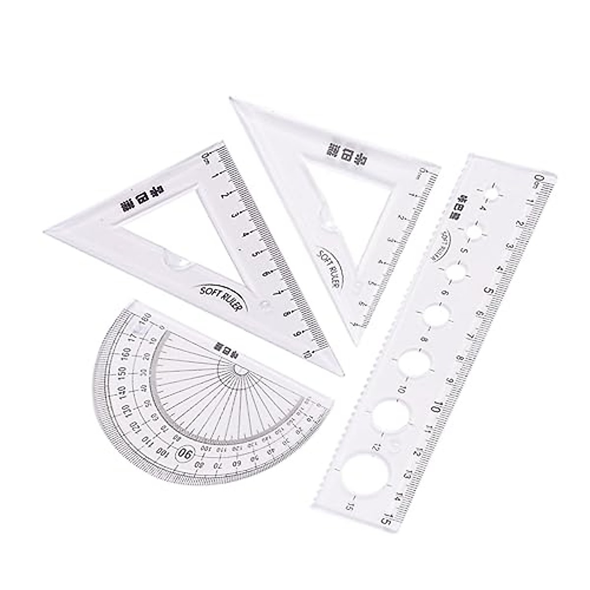 Operitacx 4 Set Suit Stationary Tools for Math Protractor Triangular Ruler Clear Ruler Geometry Ruler Protractor Ruler Rulers Stationery Plastic Ruler Unisex to Draft