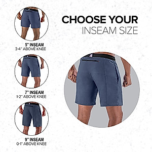 Anthem Athletics Evolflex 7 Inch Men's Workout Shorts - 3 Pocket Short for Running, Athletic & Gym Training - Steel Phenom - Large