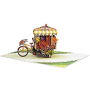 Paper Love 3D Flower Bike Pop Up Card, Handmade Fall Greeting Cards For Autumn, Birthday, Thanksgiving, Halloween, Thinking of You, All Occasion or Just Because | 5" x 7" Includes Envelope and Note