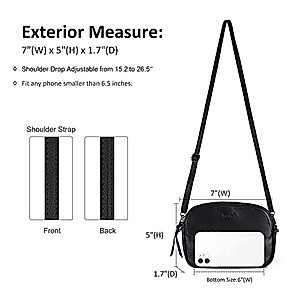 befen Small Black Crossbody Bags for Women, Cute Leather Cross Body Bag Travel Purses, Simple Mini Clutch Shoulder Wallet Pouch Handbag - Fit iPhone 8 Plus