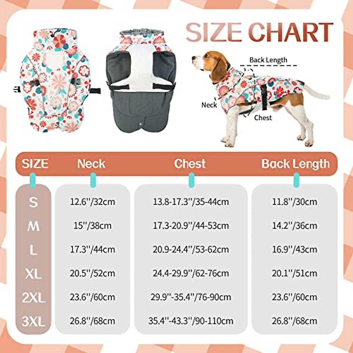 Kuoser Dog Coat, Warm Dog Jacket with Fur Collar, Turtleneck Dog Winter Coat Thicken Fleece Lining Pet Clothes, Reflective Dog Vest for Small Medium Large Dogs