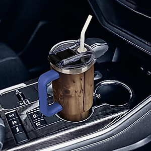WYUSPGK 40oz Stainless Steel Car Mug, Wood Grain Print Travel Mug, Double-Wall Insulated with Straw, Perfect for Car, Office, Outdoor