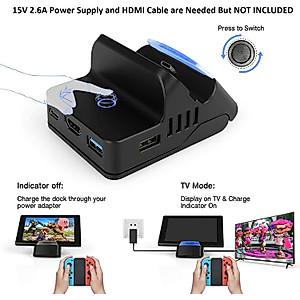 Switch Dock for Nintendo Switch/Switch OLED (Nintendo Switch Docking Station for TV & Charging Dock) Portable Nintendo Switch Dock TV Adapter Stand (4K HDMI 3.0) – Super Small (Black/No Cables)