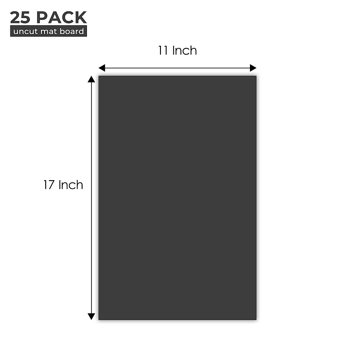 Golden State Art, Pack of 25 11X17 Black Uncut Mat Boards, Great for Photos, Pictures, Frames, Acid-Free, White-Core