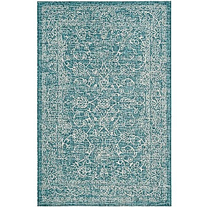 Safavieh Courtyard Collection CY8680 Indoor/ Outdoor Non-Shedding Stain Resistant Patio Backyard Area Rug, 4' x 5'7", Turquoise