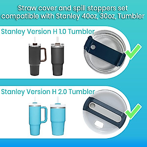 BOSORIO Spill Stopper Set Compatible with Stanley Quencher H2.0/1.0 30&40 OZ Tumbler with Handle, 2 Cloud Shape Straw Covers for 10mm Straws and 4 Leak Proof Cup Accessories