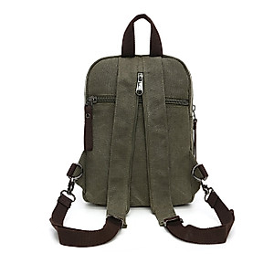 Arbag Small Cute Backpack Vintage Casual Canvas Shoulder Bag Daypack (Army green)