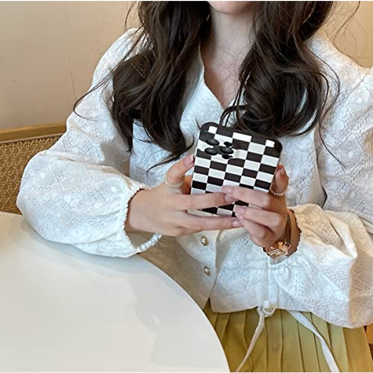 Compatible with iPhone 12 Pro Max Buffalo Plaid Black and White Phone Case,Grid Checkerboard Leather Soft Flexible TPU Anti Scratch Shock-Proof Protective Cover(Iphone12pro max)