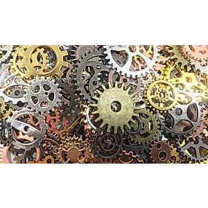 levylisa Bulk 500 Gram Small Plated Wheel Gear,GearJewelry Scrapbooking Charms Wheel,Old Steampunk Watch Parts Pieces Vintage Antique Cogs Wheels (500g)