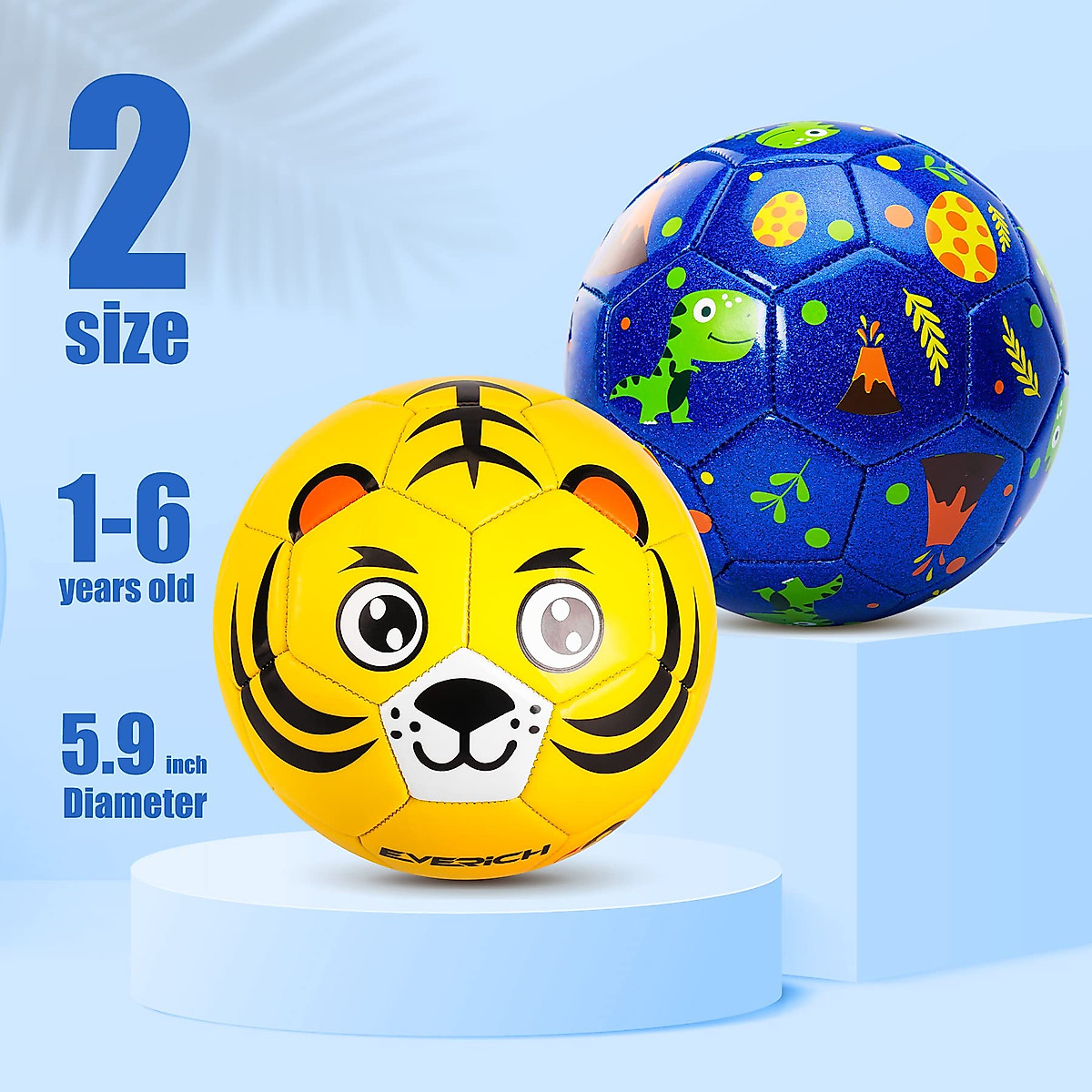 EVERICH TOY Pack of 2 Soccer Ball Size 2 Soccer Balls for Kids-Sport Ball for Toddlers-Backyard Lawn Sand Outdoor Toys for Boys and Girls,Including Pump