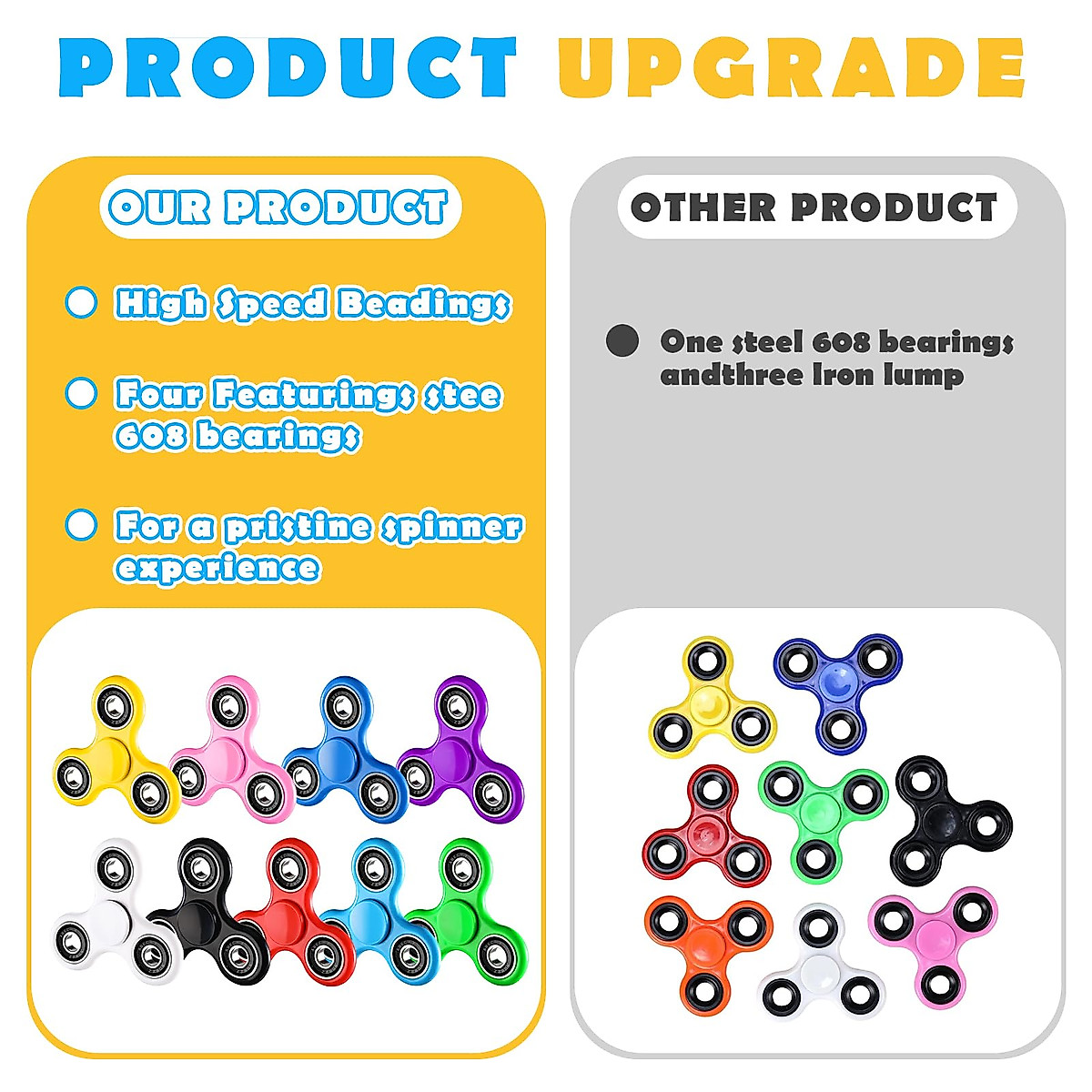 SCIONE Fidget Spinners, 25 Pack Birthday Party Gifts for Adults and Kids, Prize for Classroom, Valentine Party Favors for Kids, Stress Anxiety ADHD Relief Fidgets Toy, Finger Hand Spinner Toys