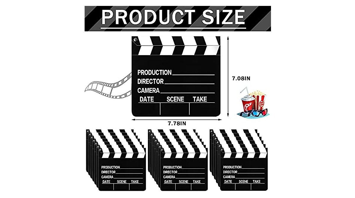 Movie Clapboard Set for Movie Night & Parties | Writable Cardboard Props